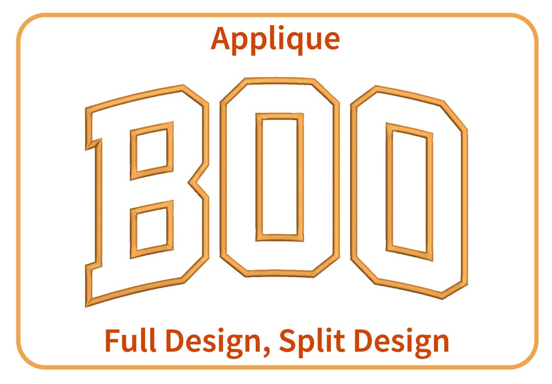 Boo Applique Embroidery Machine Sign Design Satin Stitch Halloween's ...
