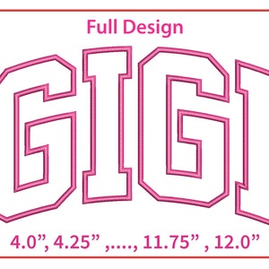 Gigi Applique Embroidery Machine Sign Design Satin Stitch Mother's Day ...
