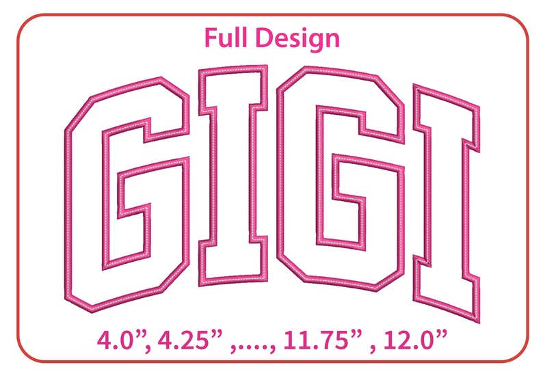 Gigi Applique Embroidery Machine Sign Design Satin Stitch Mother's Day ...