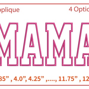 Mama Applique Embroidery Machine Sign Design Satin Stitch Mother's Day ...