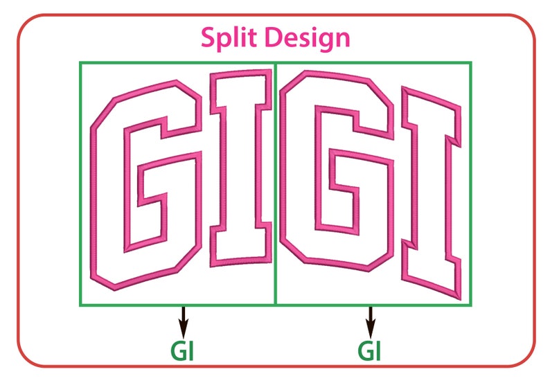 Gigi Applique Embroidery Machine Sign Design Satin Stitch Mother's Day ...