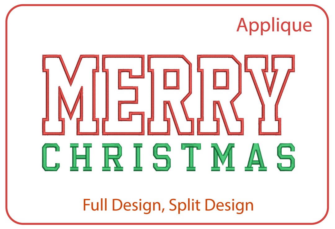 Merry Applique Embroidery Machine Sign Merry Christmas Design Satin ...