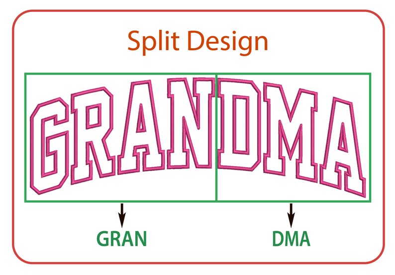 Grandma Applique Embroidery Machine Sign Design Satin Stitch Mother's ...