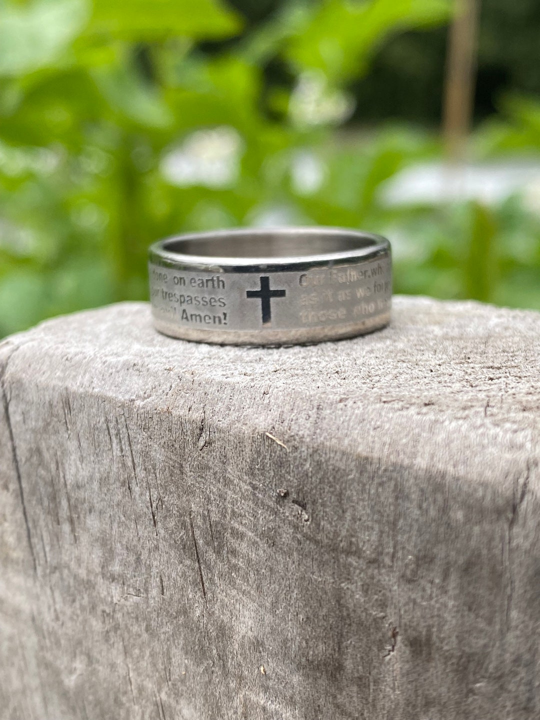 Lord's Prayer Ring | Stainless Steel Inspirational Jewelry | Spiritual Devotion Band ...