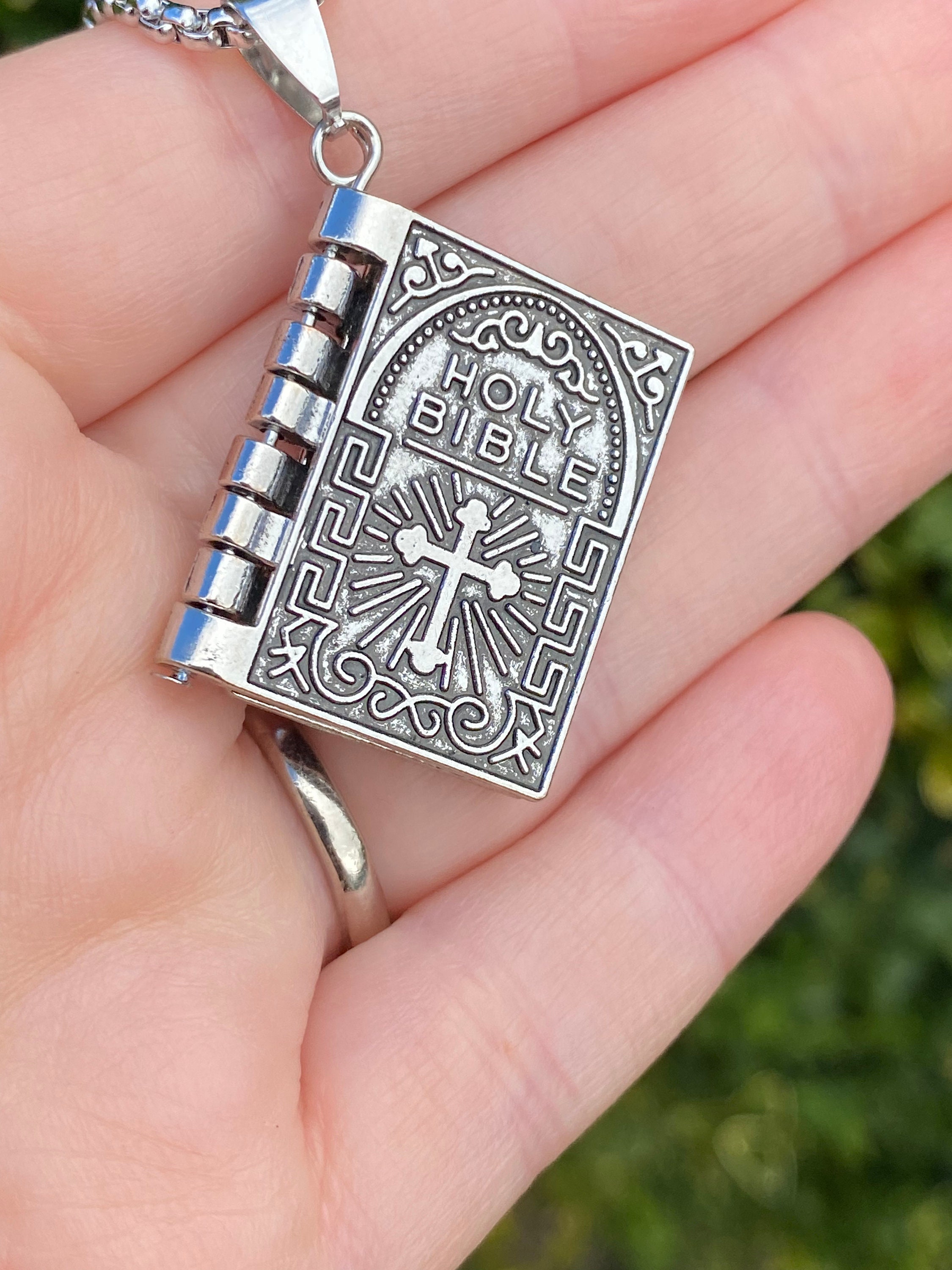 Catholic Holy Bible With Lord's Prayer Pendant Necklace - A Testament ...