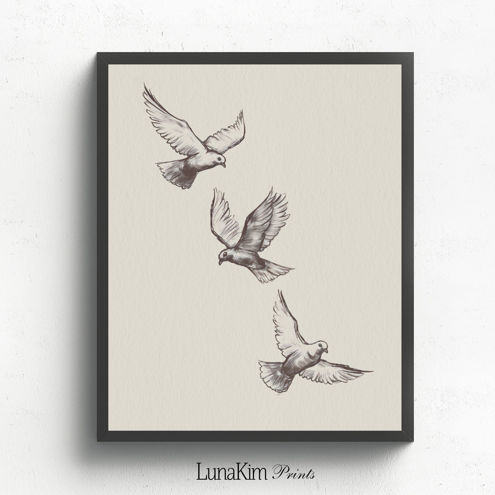 Neutral Vintage Flying Bird Print Sketch Nursery Decor Minimalistic ...