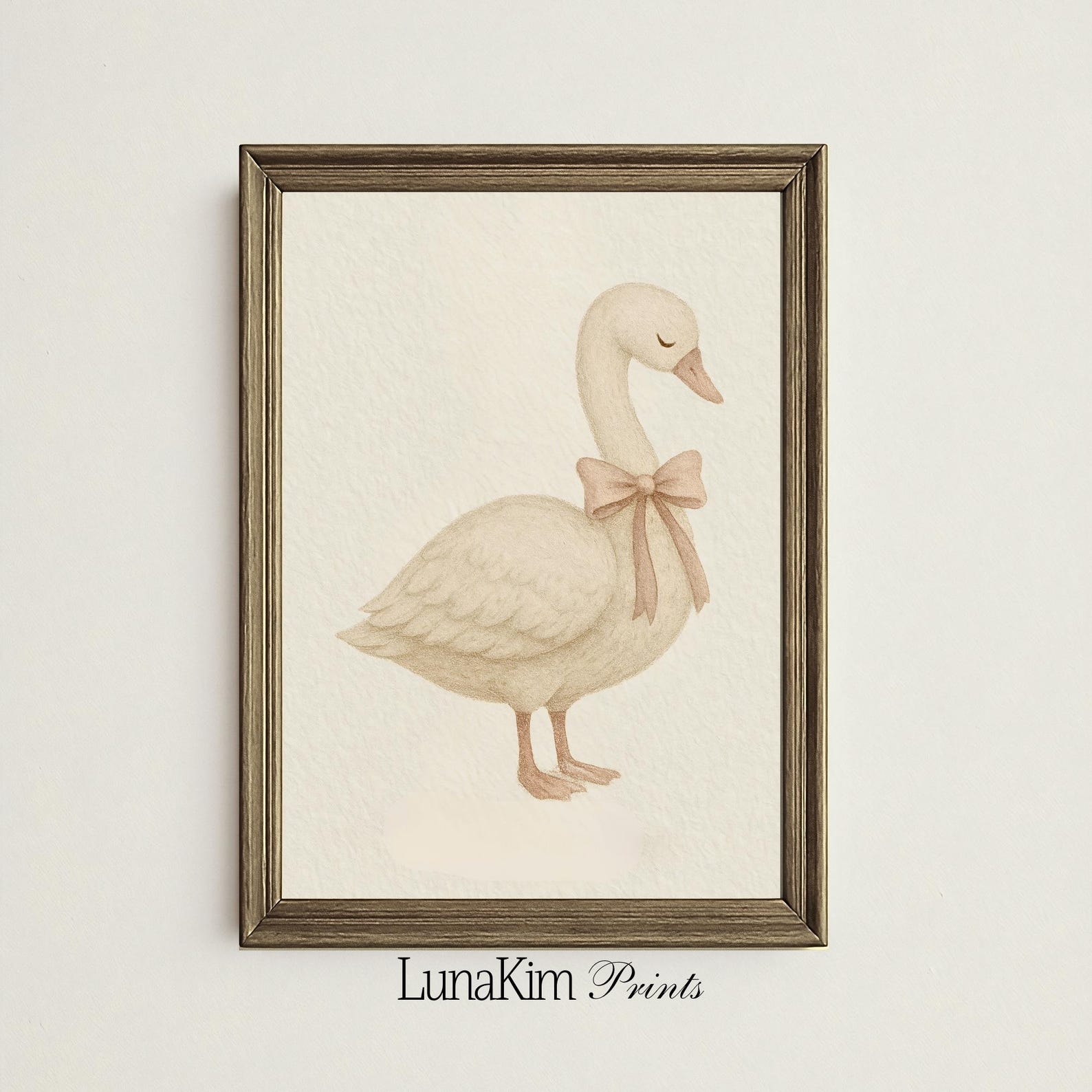 Swan With Bow PRINTABLE for Girl Room Nursery Wall Art Toddler Bedroom ...