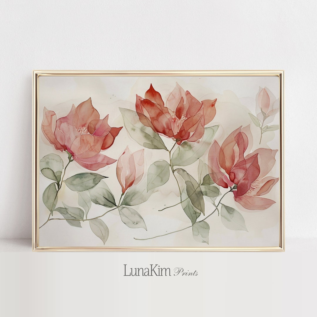 Pink Flower Print Digital Download Botanical Printable Pink Flower ...