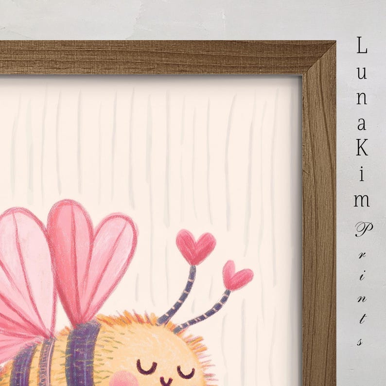 Nursery Wall Art Bee Printable Kids Room Decor Cute Insect Illustration ...