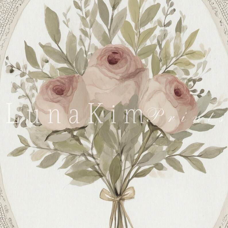 Vintage Blush Rose Print Baby Girl Nursery Floral Wall Art Toddler Room ...