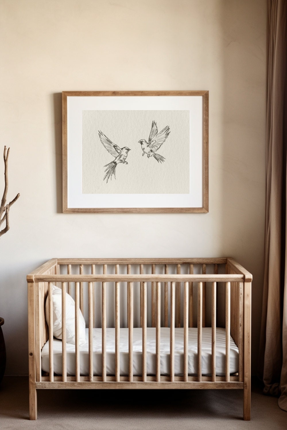 Digital Sketch Print Neutral Bird Art Print for Baby Nursery Wall ...