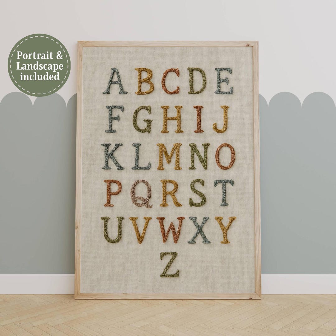 Alphabet Nursery Print ABC Wall Art for Toddlers Educational Vintage ...
