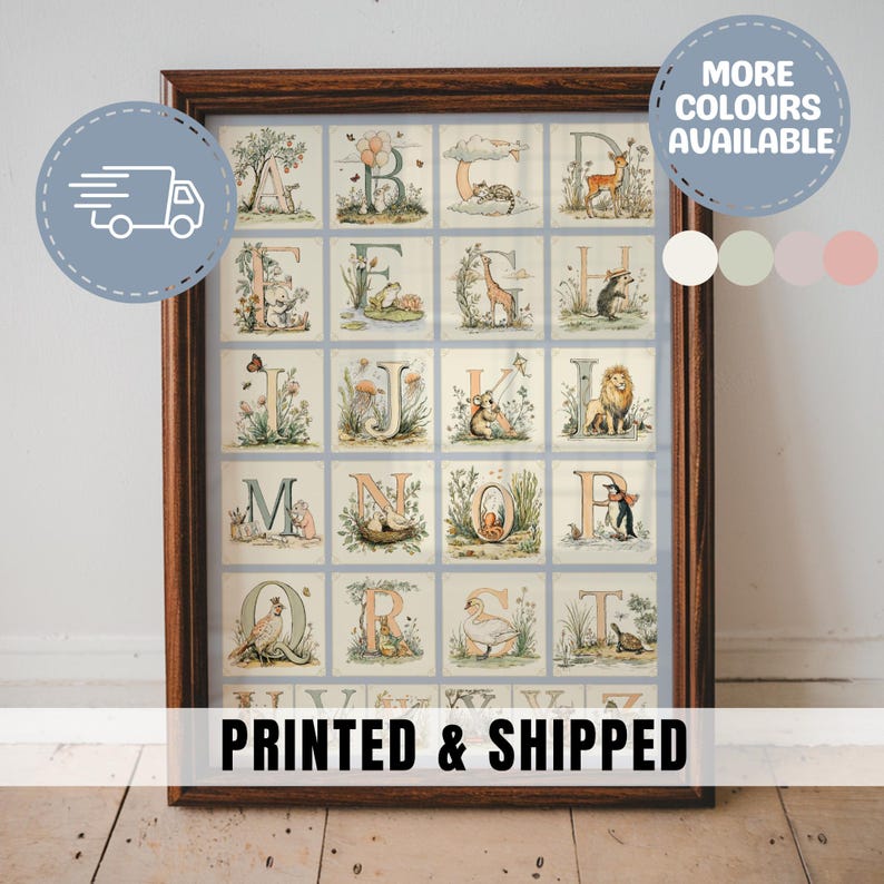 Alphabet Nursery Wall Art Printable Kids Room Decor A to Z Animal ABC ...