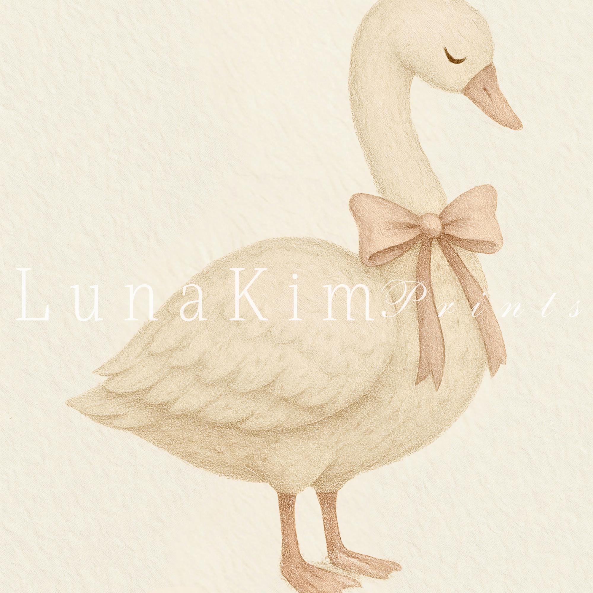 Swan With Bow PRINTABLE for Girl Room Nursery Wall Art Toddler Bedroom ...