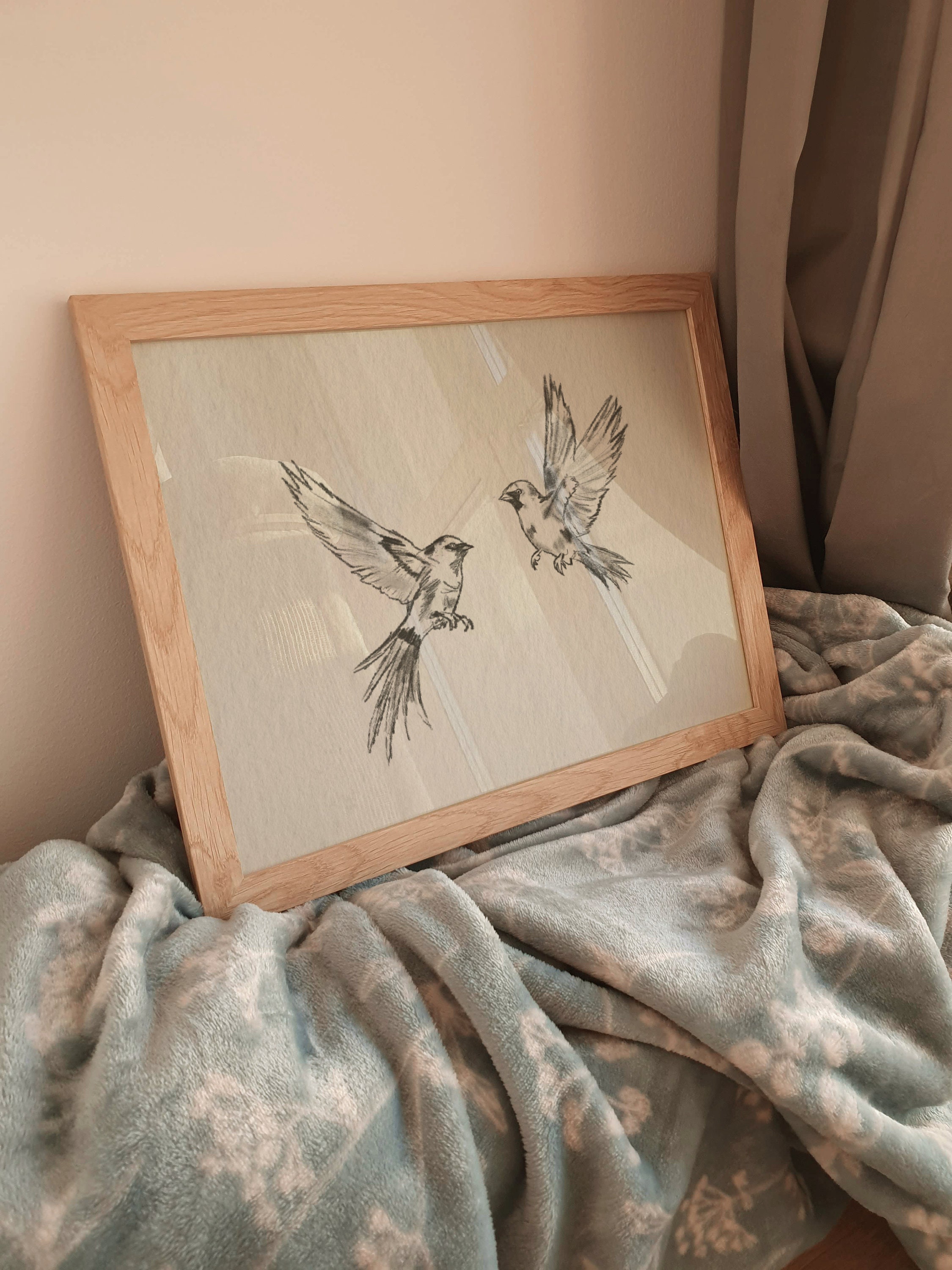 Digital Sketch Print Neutral Bird Art Print for Baby Nursery Wall ...