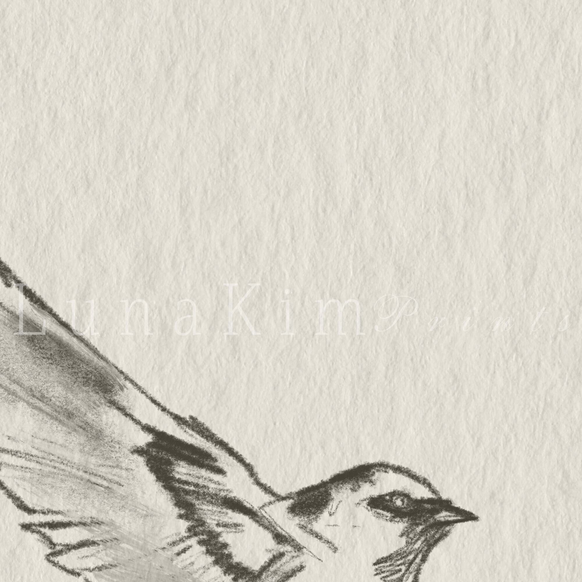 Digital Sketch Print Neutral Bird Art Print for Baby Nursery Wall ...