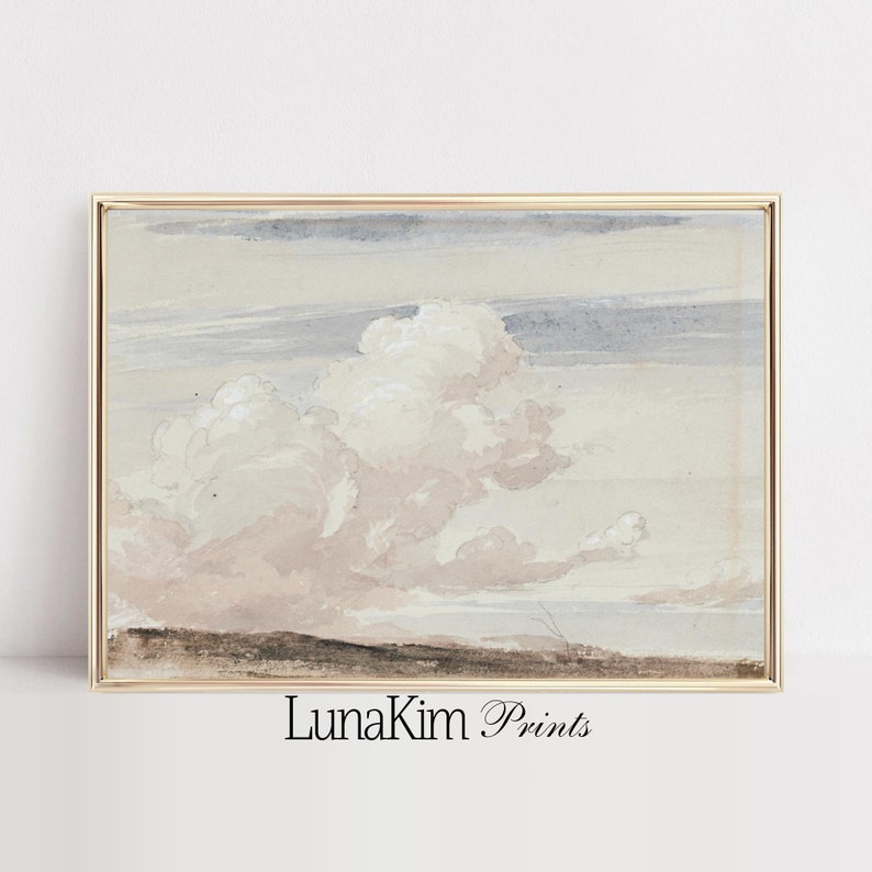 Neutral Cloud Study Landscape Painting Nursery Wall Decor Clouds in Sky ...