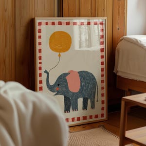 Elephant Nursery Art Balloon Animal Kids Print Cute Toddler Decor ...
