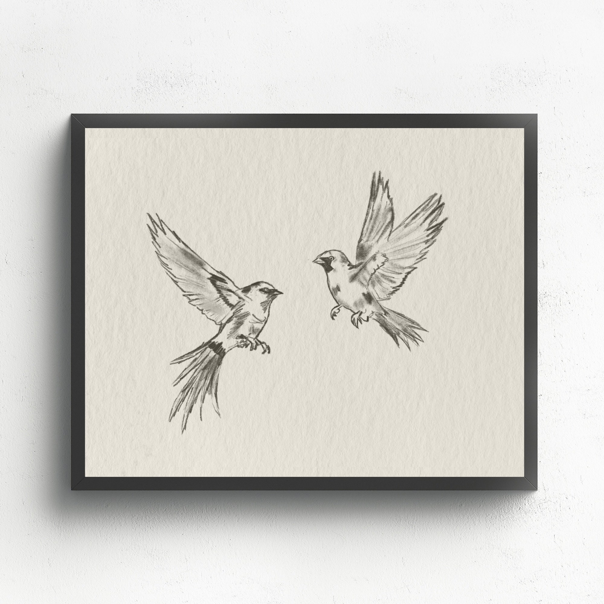 Digital Sketch Print Neutral Bird Art Print for Baby Nursery Wall ...