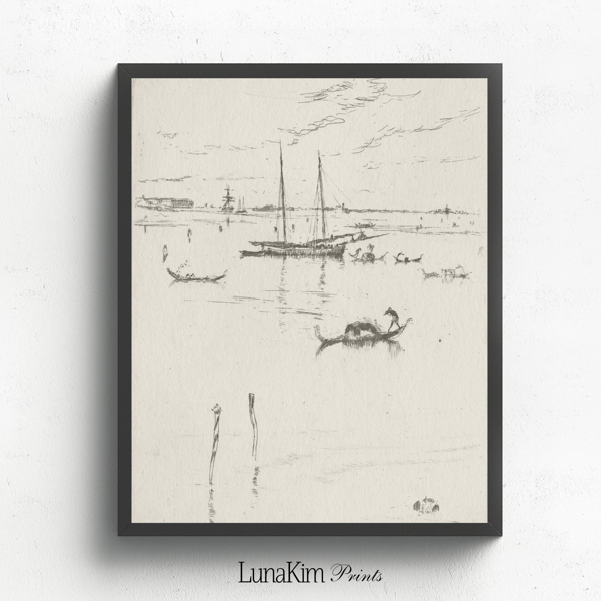 Minimal Boat Sketch | Lagoon Drawing | Digital Download | Neutral ...