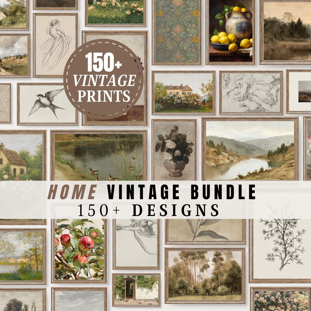 Home Vintage Art Bundle Printable Wall Art Set Farmhouse Landscape ...