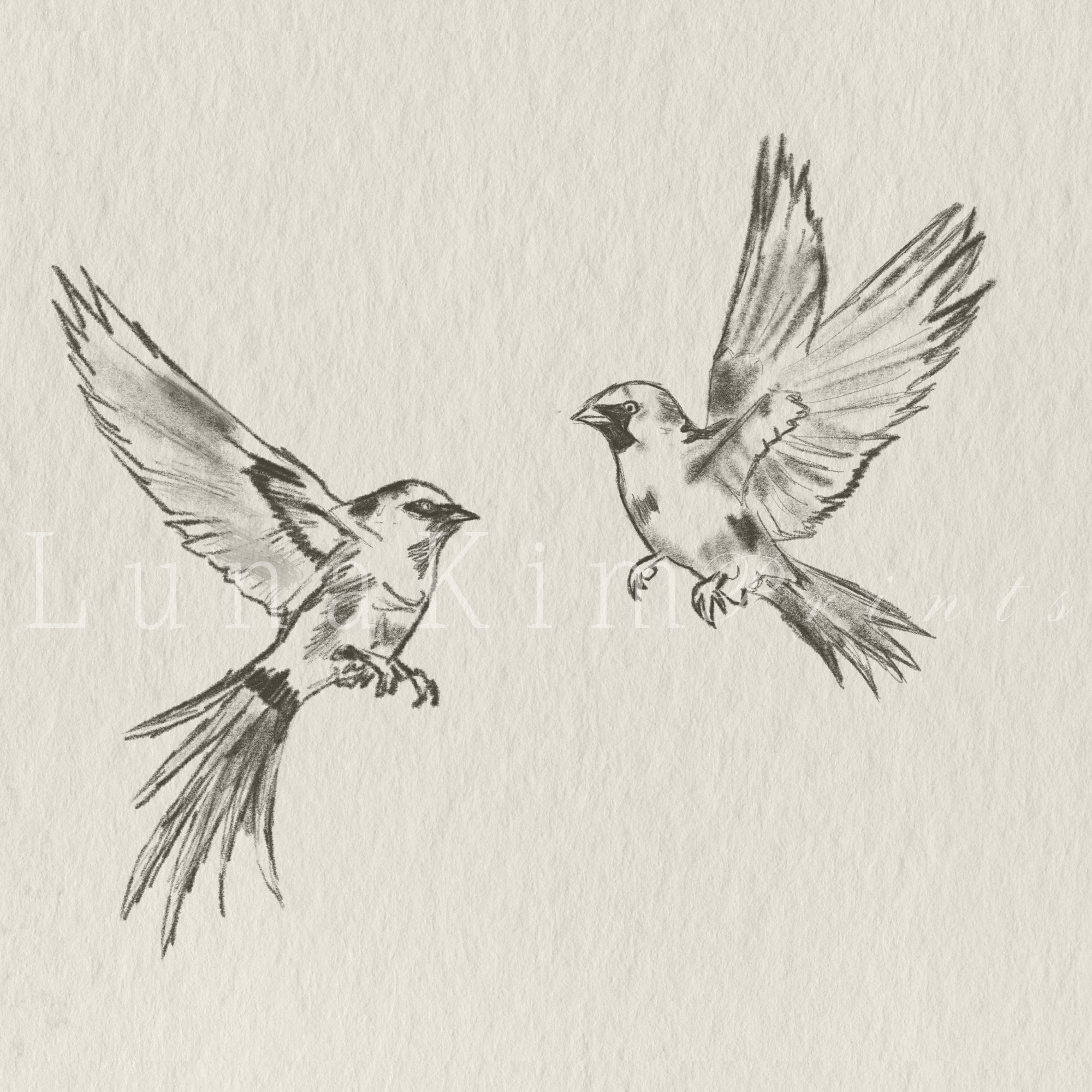 Digital Sketch Print Neutral Bird Art Print for Baby Nursery Wall ...