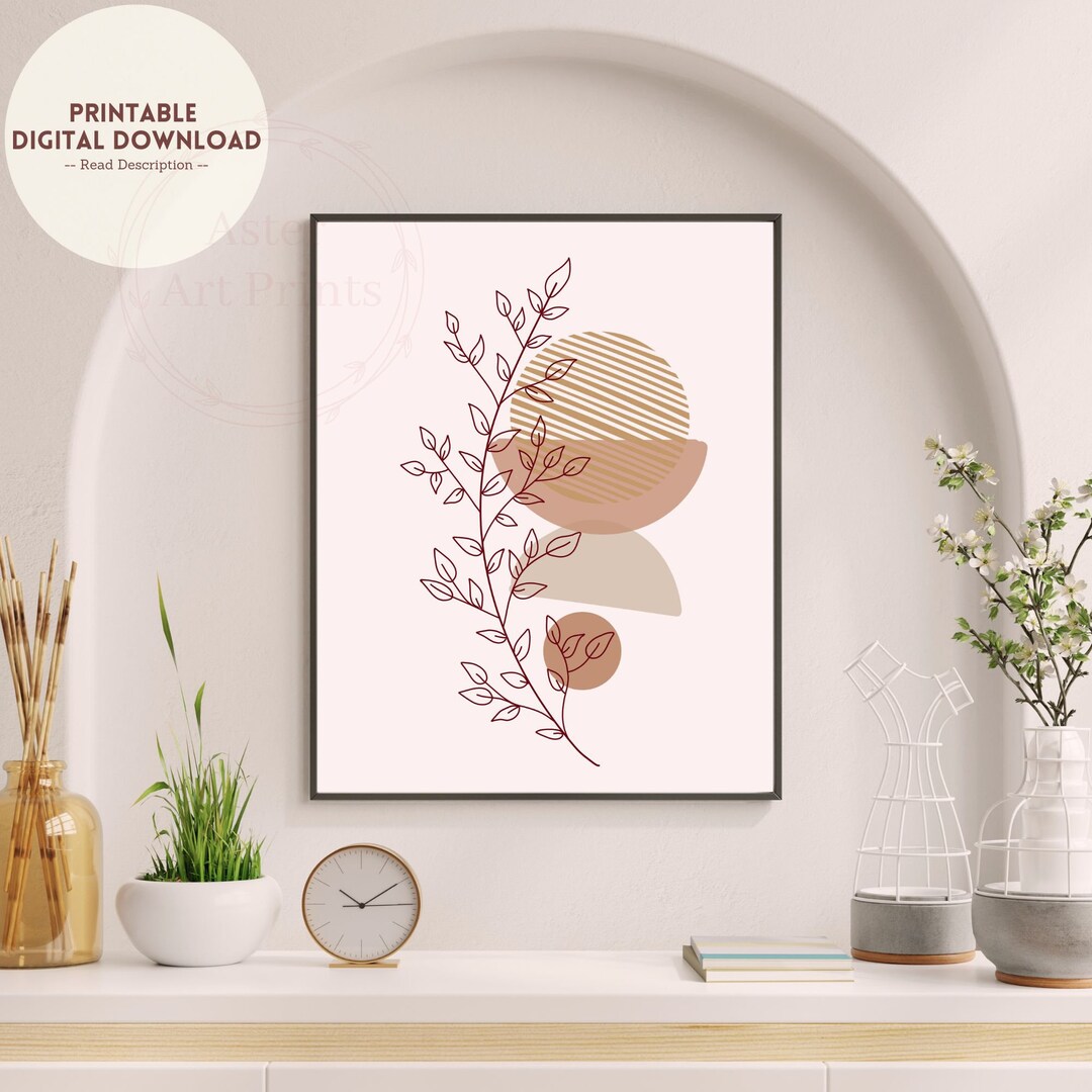 Abstract Mid-century Boho Branch Art Design Geometric Shapes - Etsy