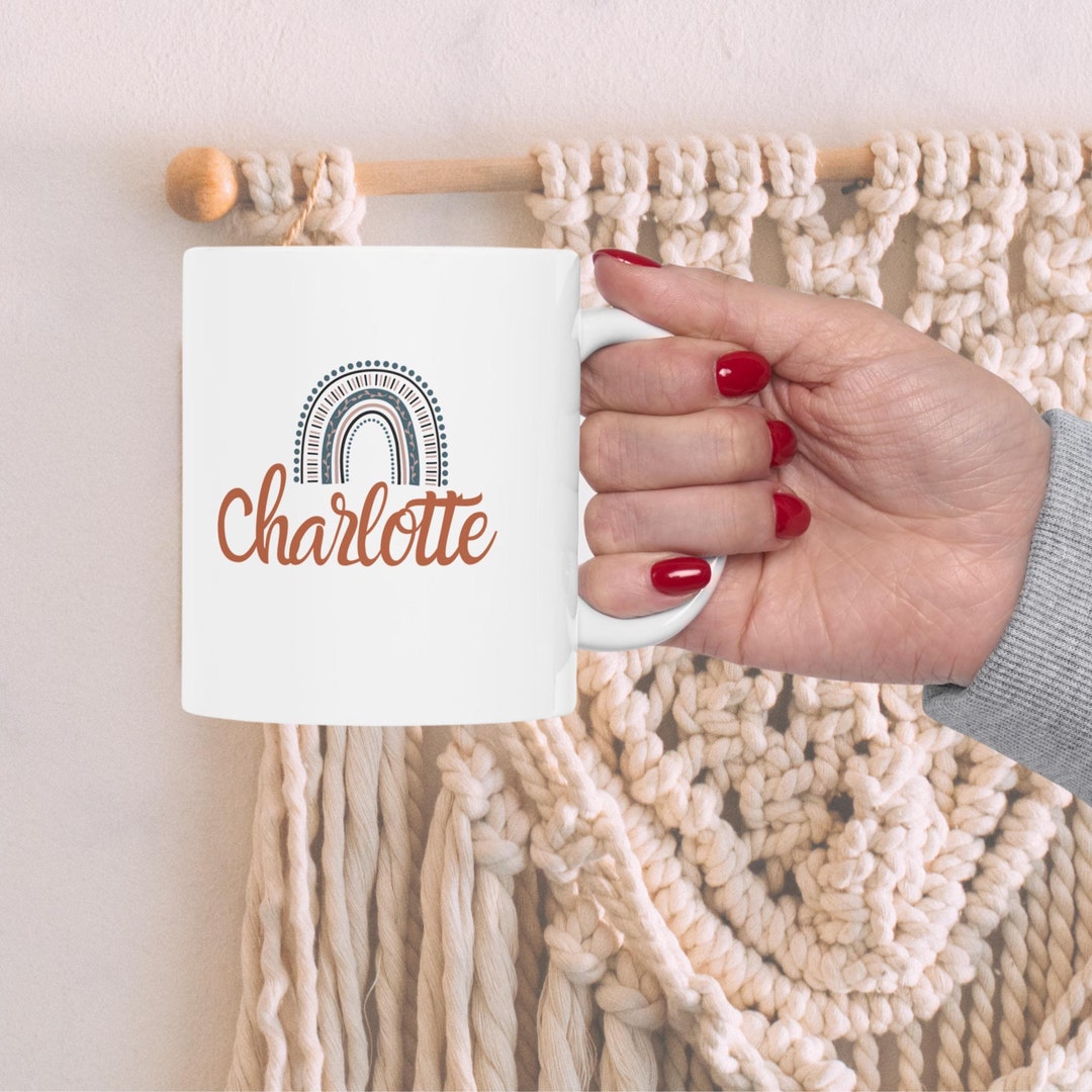 Personalized Macrame Lover's Coffee Mug, Custom Name Ceramic Cup, Boho ...