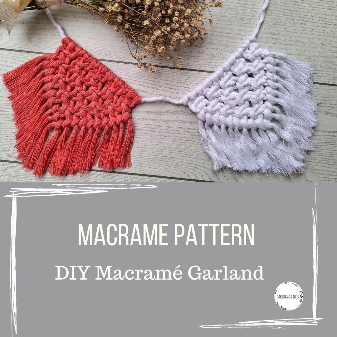 Macrame Pattern. Make Your Own Macrame Garland. Tutorial Garland Easy. How to Tutorial. Boho and ...