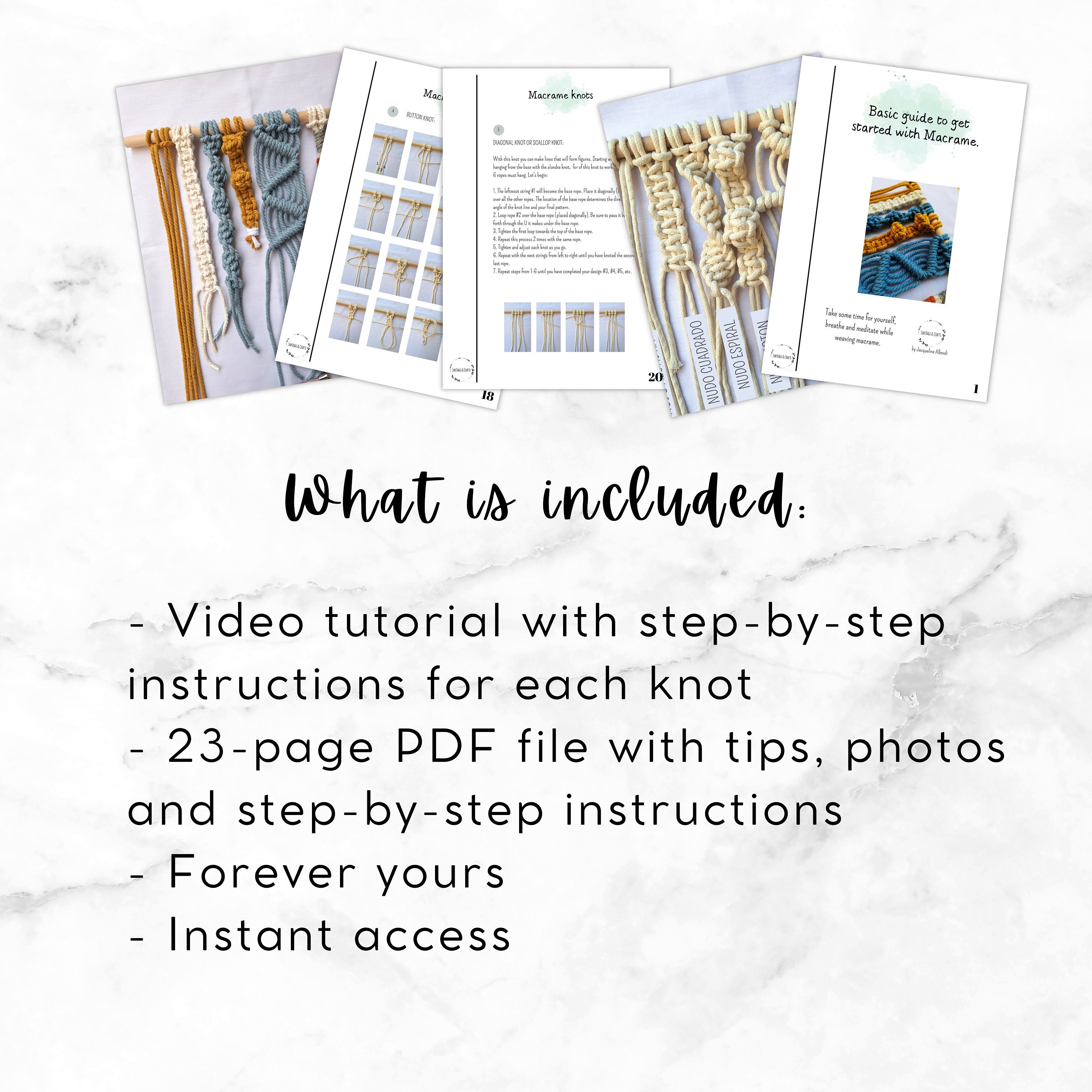 Macrame Knots Guide, PDF Tutorial Photos and Video, Knots Guide for Beginners, How to Make ...