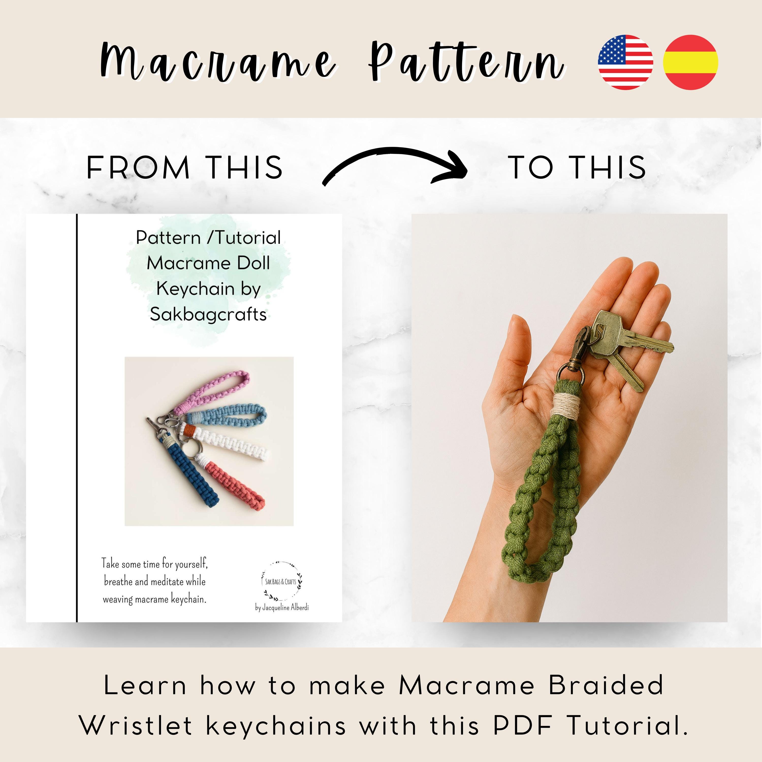 Macrame Keychain Wristlet PDF Pattern, Beginner DIY Tutorial, Step by ...