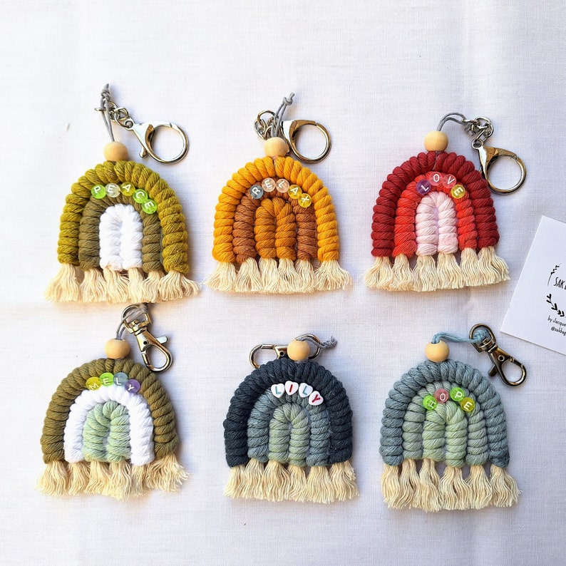 Rainbow Macrame Keychain, PDF Instant Digital Dowload, DIY Rainbow ...