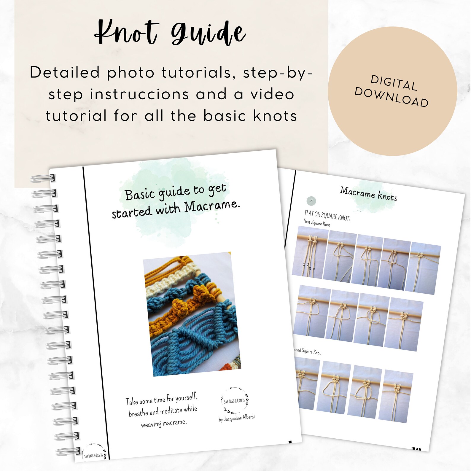 Macrame Knots Guide, PDF Tutorial Photos and Video, Knots Guide for Beginners, How to Make ...