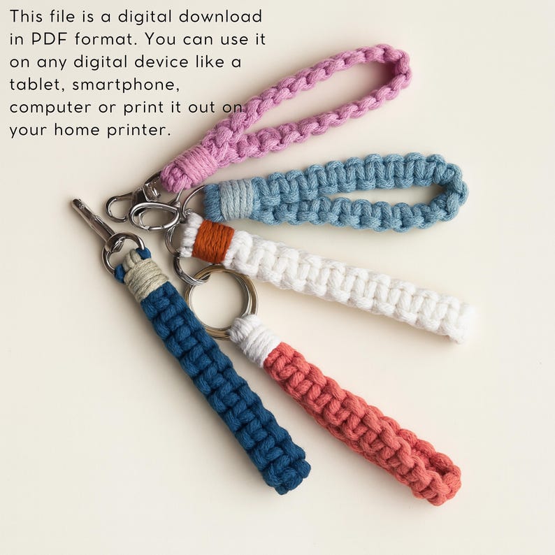 Macrame Keychain Wristlet PDF Pattern, Beginner DIY Tutorial, Step by ...