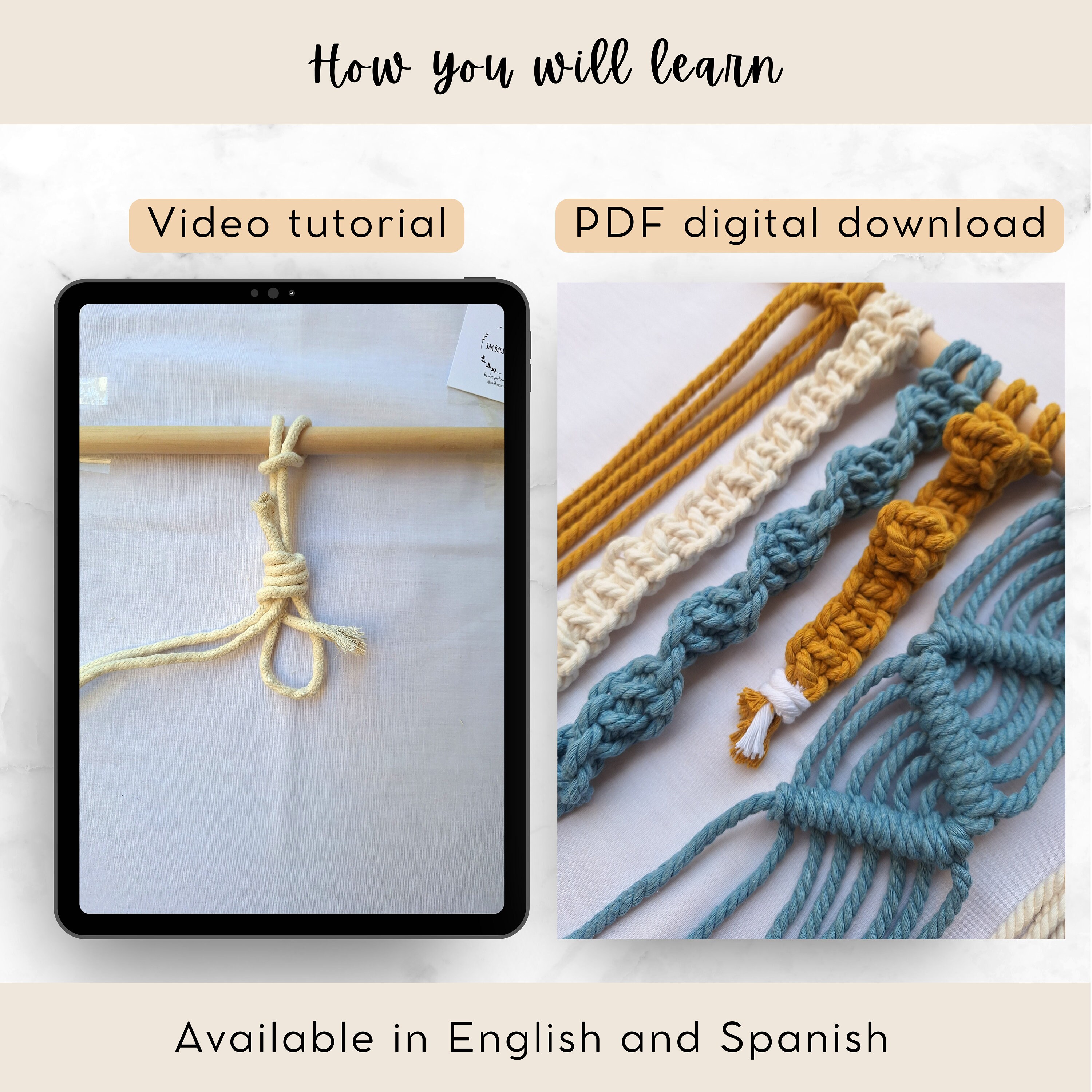 Macrame Knots Guide PDF, Beginner DIY Tutorial, Step by Step Macrame ...