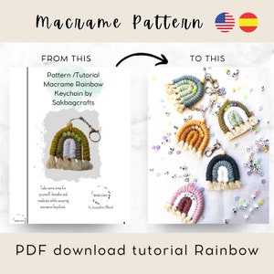 Rainbow Macrame Keychain, PDF Instant Digital Dowload, DIY Rainbow ...