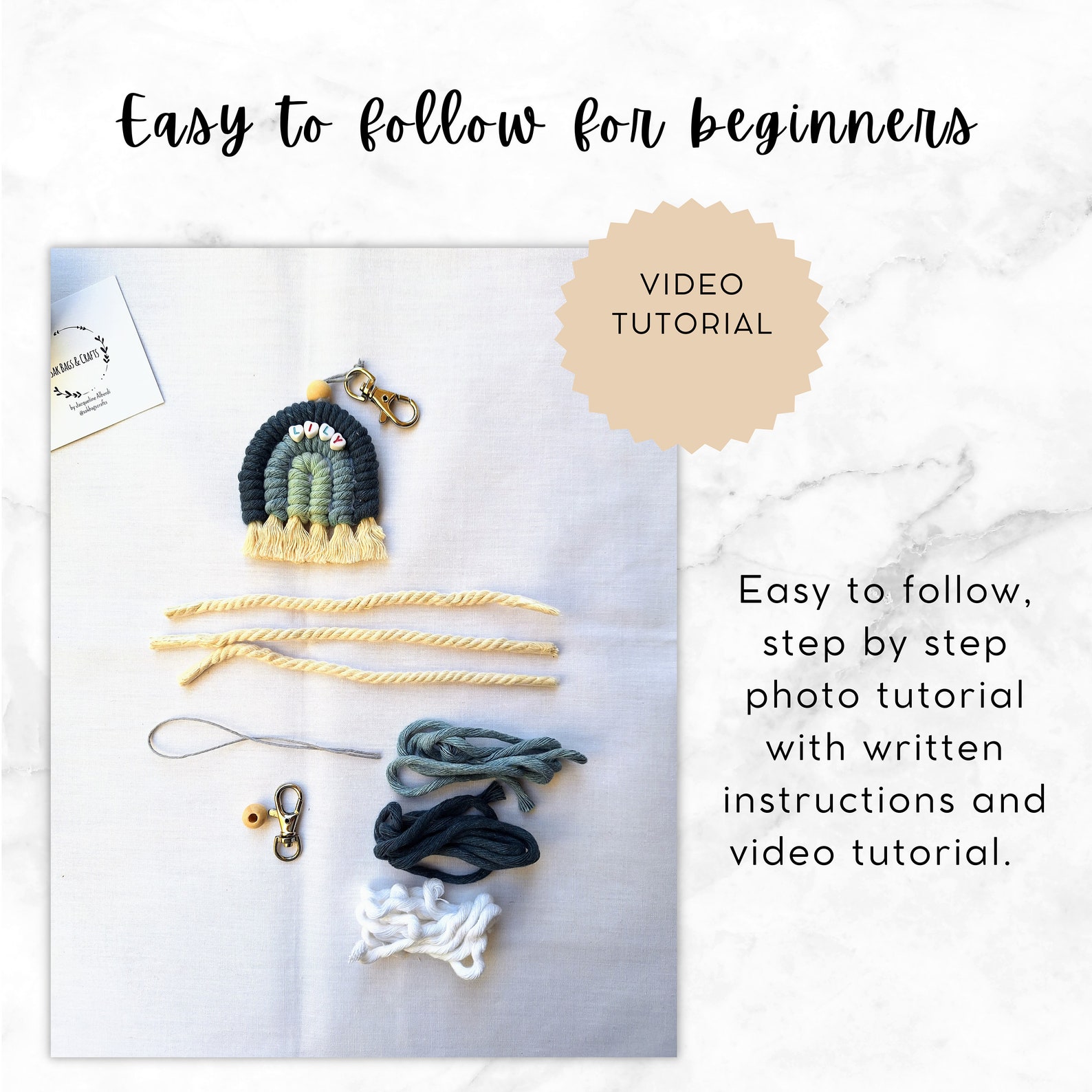 Rainbow Macrame Keychain, PDF Instant Digital Dowload, DIY Rainbow Pattern, Macrame for ...