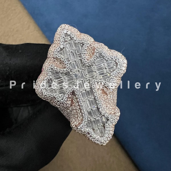 Vvs Moissanite Cross Ring - Etsy