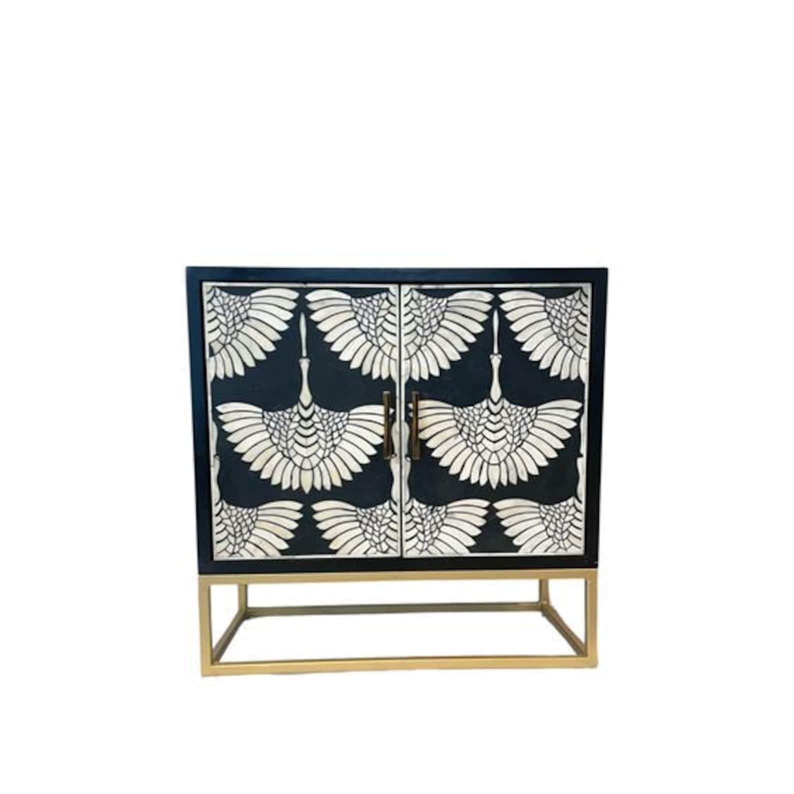 Bone Inlay Swan Chest of Drawer, Bone Inlay Dresser, Bone Inlay ...