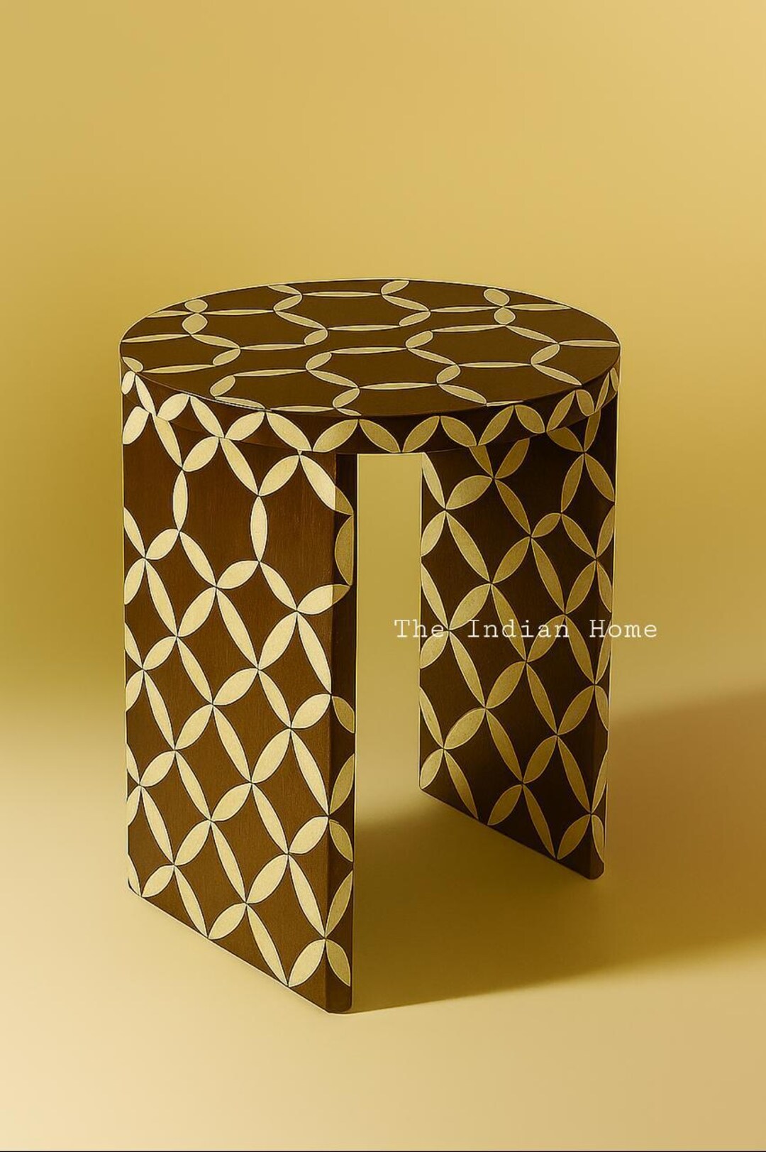 Brown Bone Inlay End Table, Bone Inlay Table, End Table, Bone Inlay ...