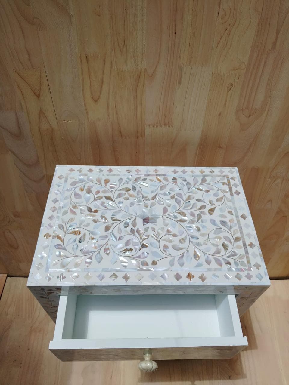 Mother of Pearl Nightstand, MOP Side Table, Mother of Pearl Bedside ...