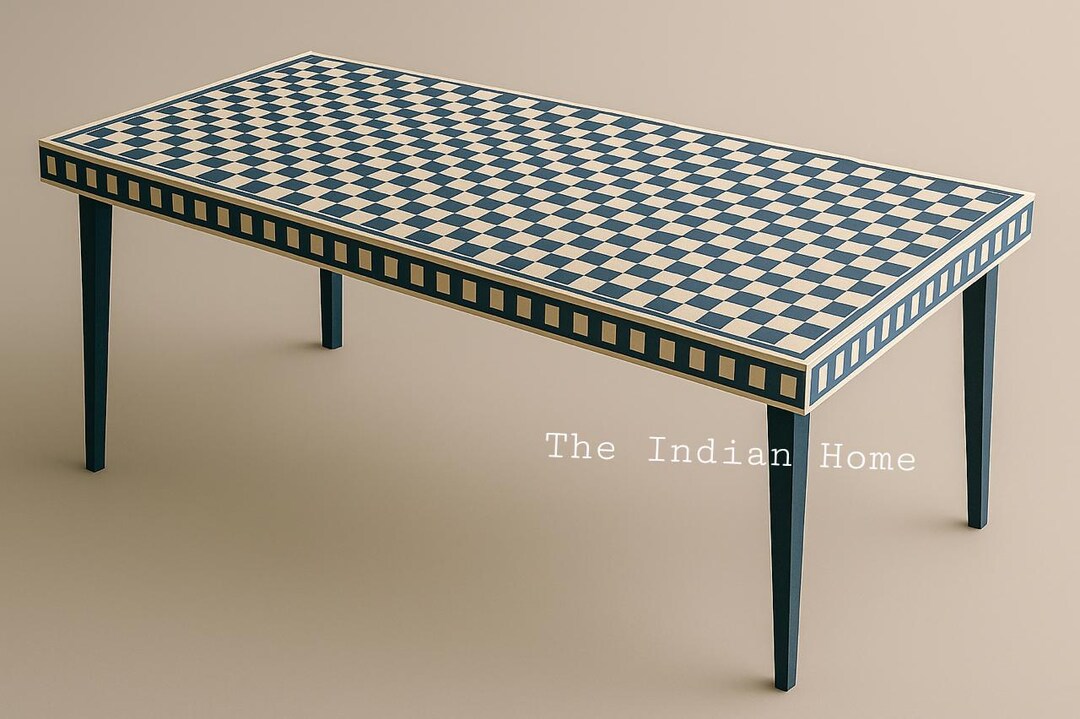 Handmade Bone Inlay Rectangular Coffee Table, Bone Inlay Checkerboard ...