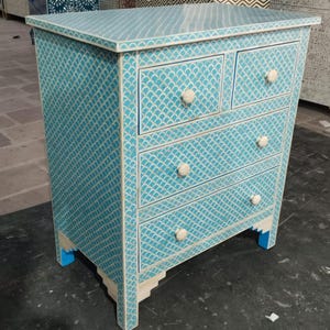 Bone Inlay Chest of Drawer, Bone Inlay Fish Scale Pattern Dresser, Bone ...
