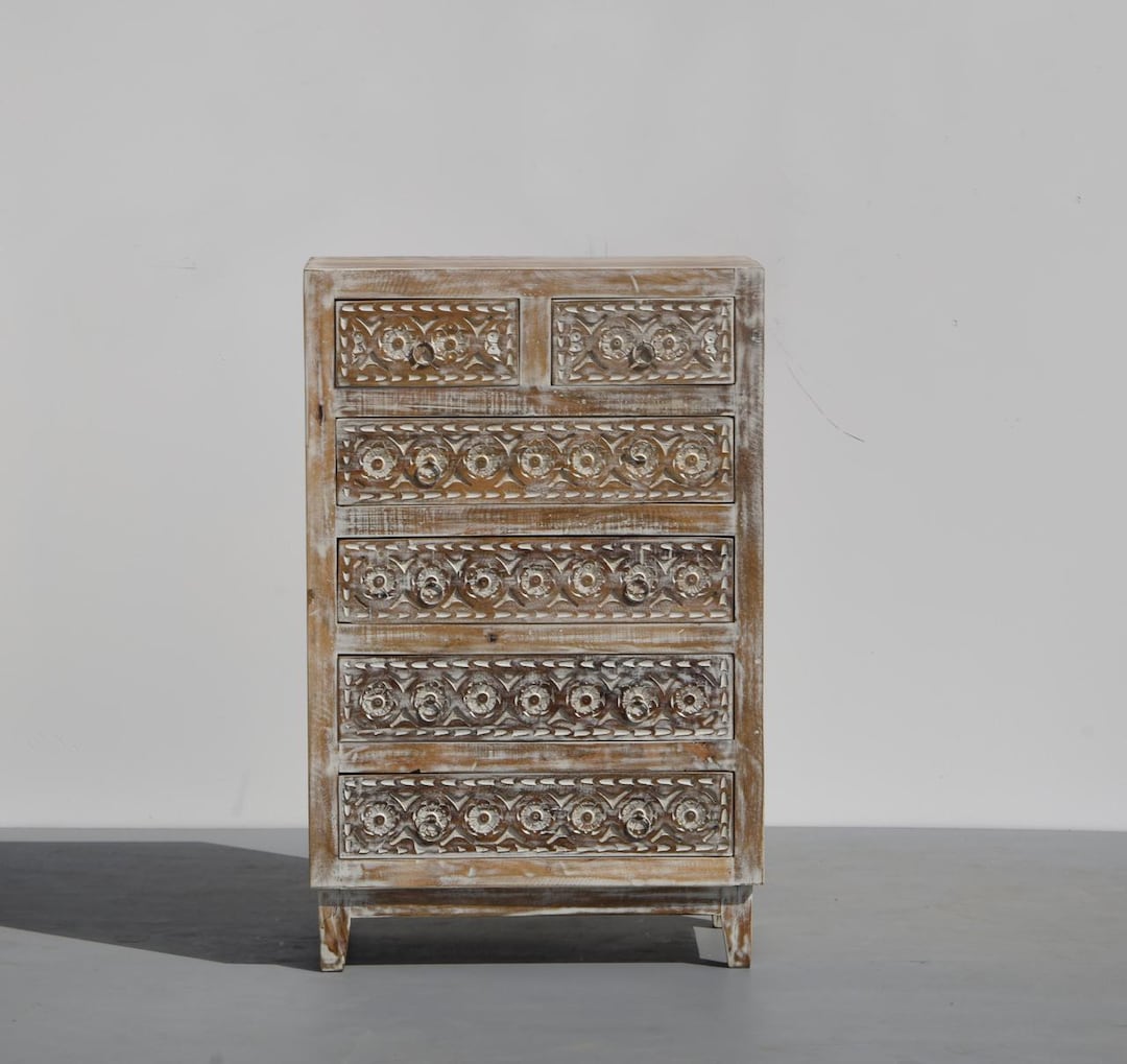 Solidwood Tallboy Dresser, Rustic Finish Chest of Drawer, Tallboy With ...