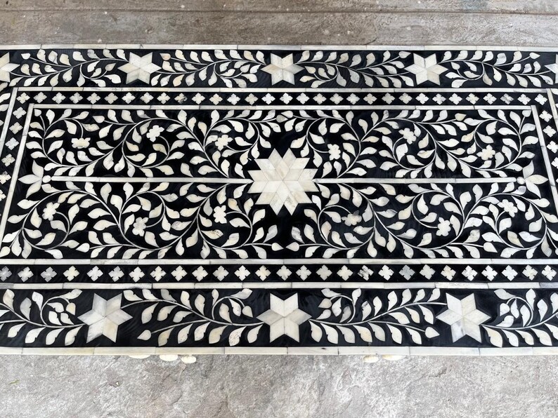 Bone Inlay Chest of Drawer, Bone Inlay Four Drawer Dresser Black Bone ...