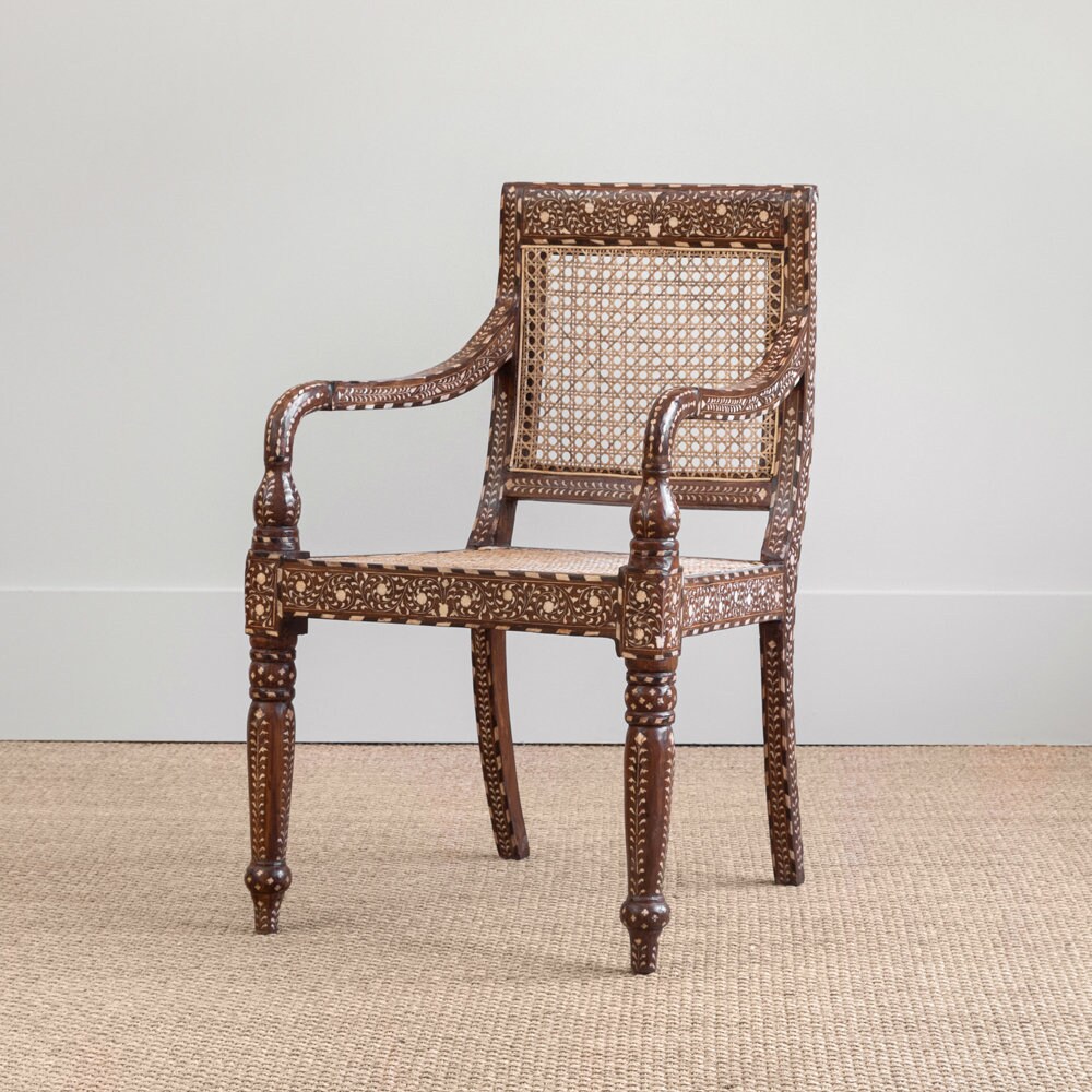 Bone Inlay Chair,bone Inlay and Cane Chair, Bone Inlay Furniture - Etsy