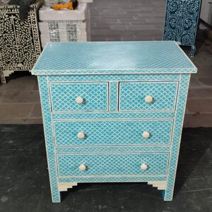 Bone Inlay Chest of Drawer, Bone Inlay Fish Scale Pattern Dresser, Bone ...