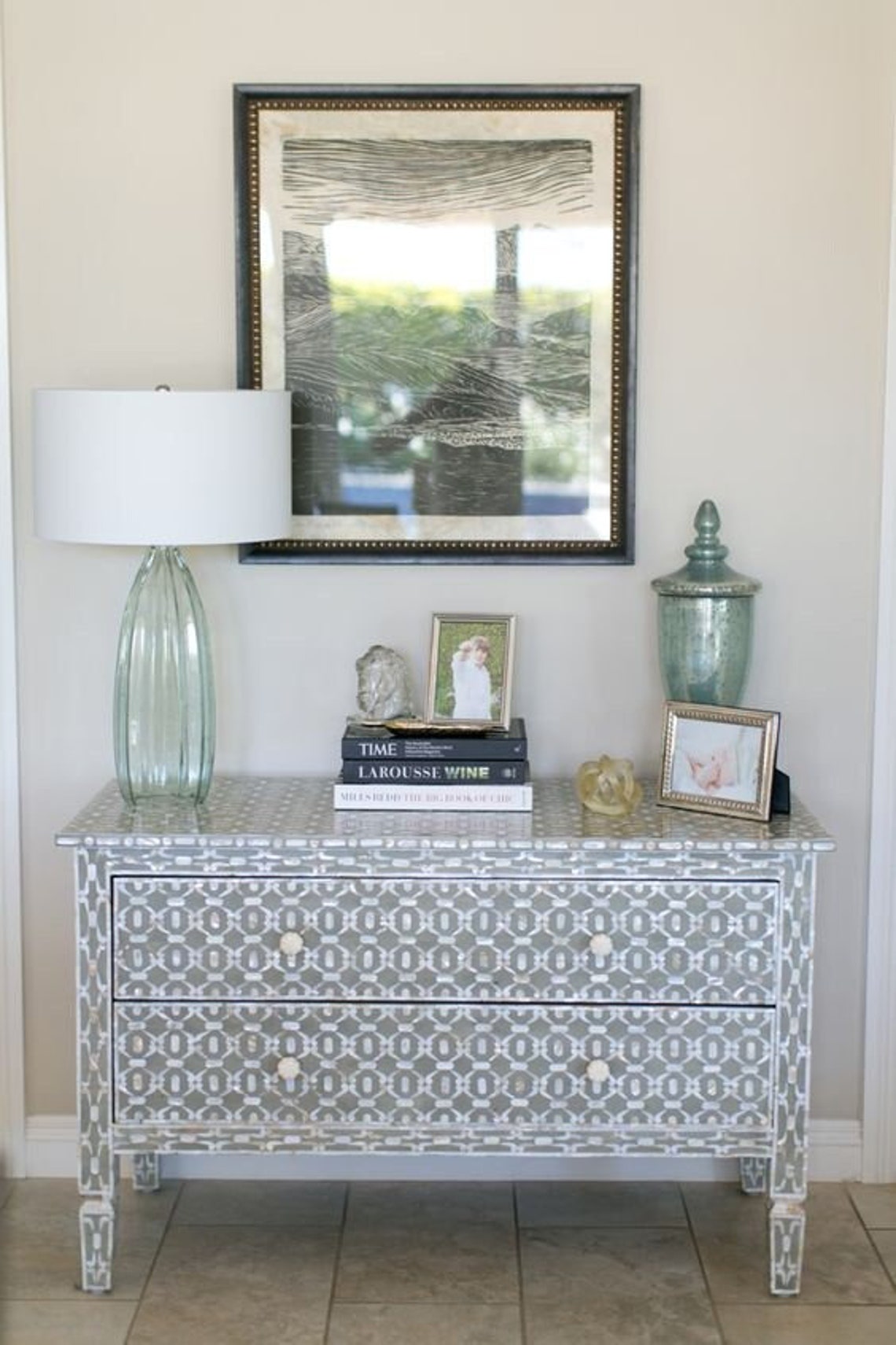 Mother of Pearl Inlay Chest of Drawer, MOP Inlay Dresser, Inlay ...
