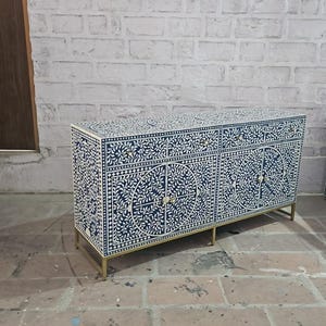 Bone Inlay Buffet Navy, Bone Inlay Dresser, Bone Inlay Sideboard, Bone ...