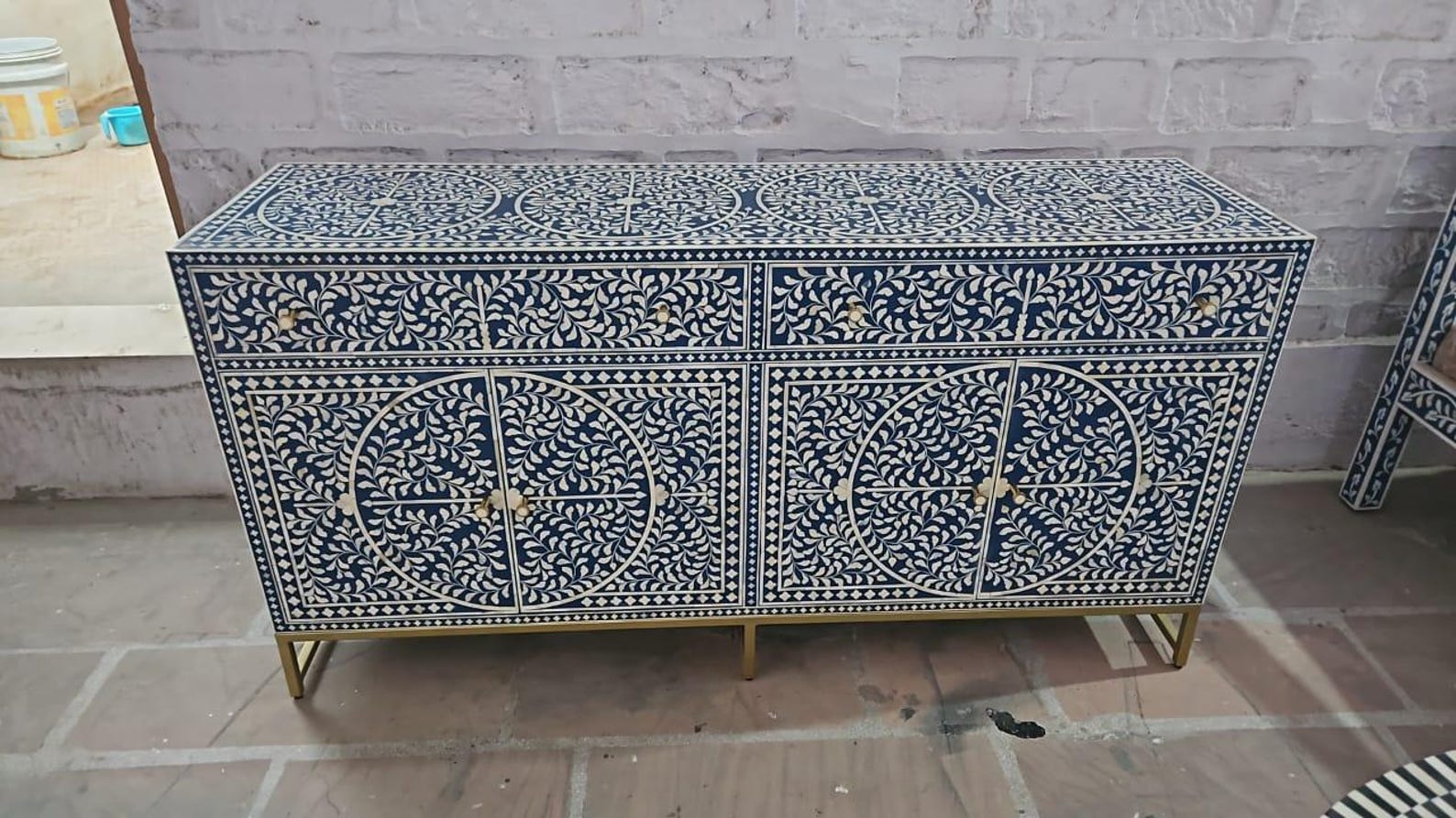 Bone Inlay Buffet Navy, Bone Inlay Dresser, Bone Inlay Sideboard, Bone ...